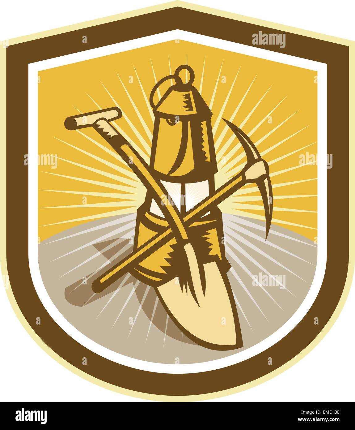 Coal Miner Pick Axe Shovel Lamp Shield Retro Stock Vector Image & Art ...