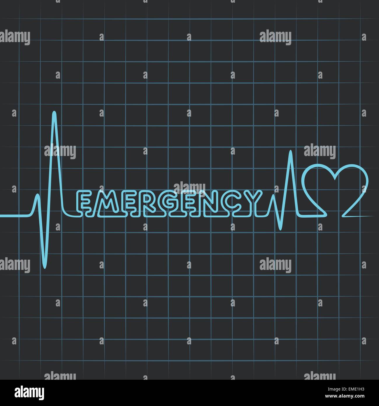 Illustration of heartbeat make emergency word and heart Stock Vector ...