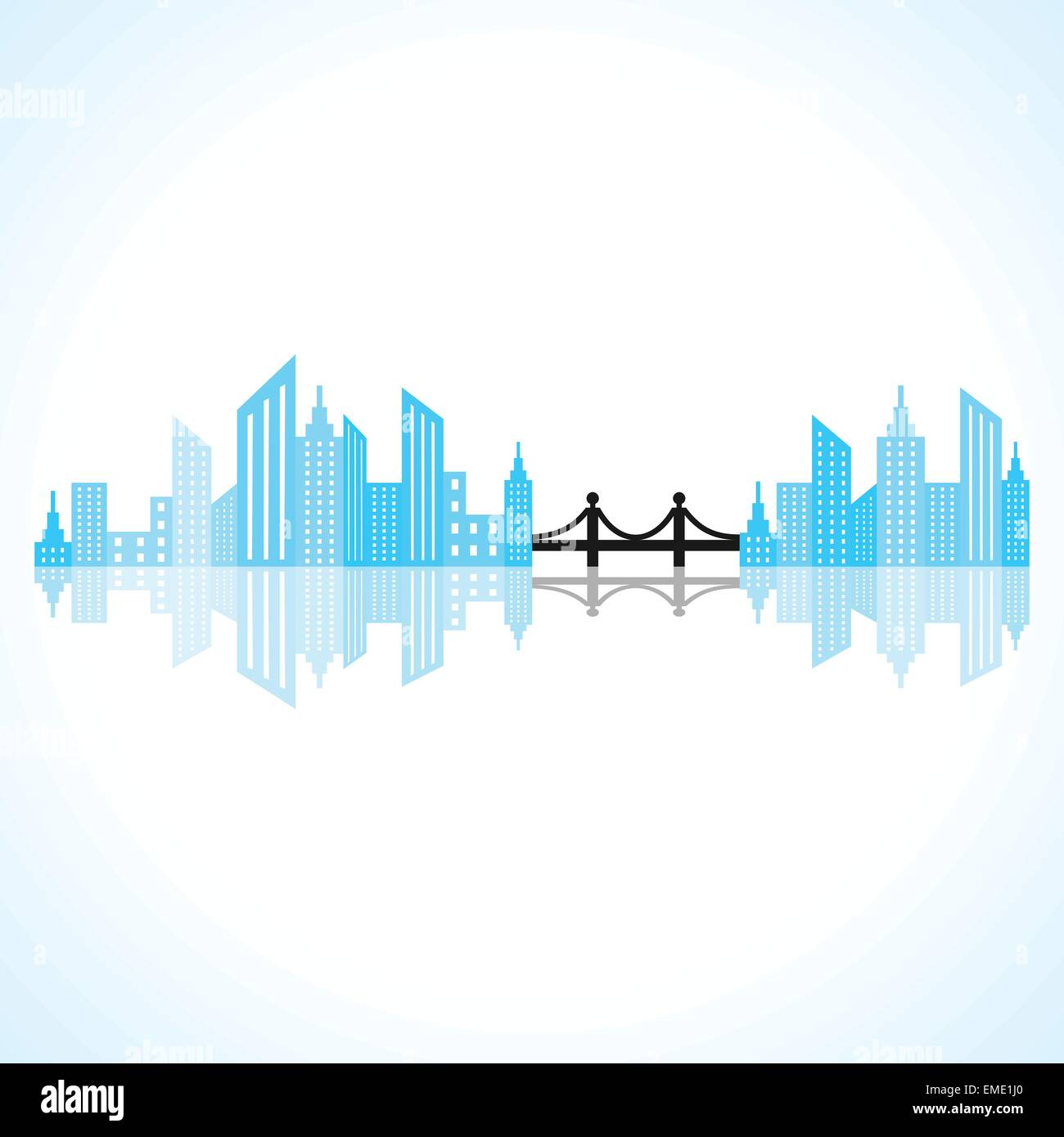 Illustration of abstract blue building design with bridge Stock Vector ...