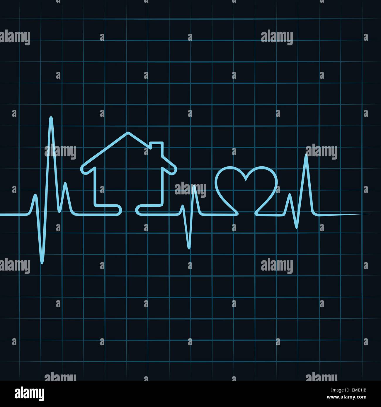 Heartbeat make a home and heart icon stock vector Stock Vector Image ...
