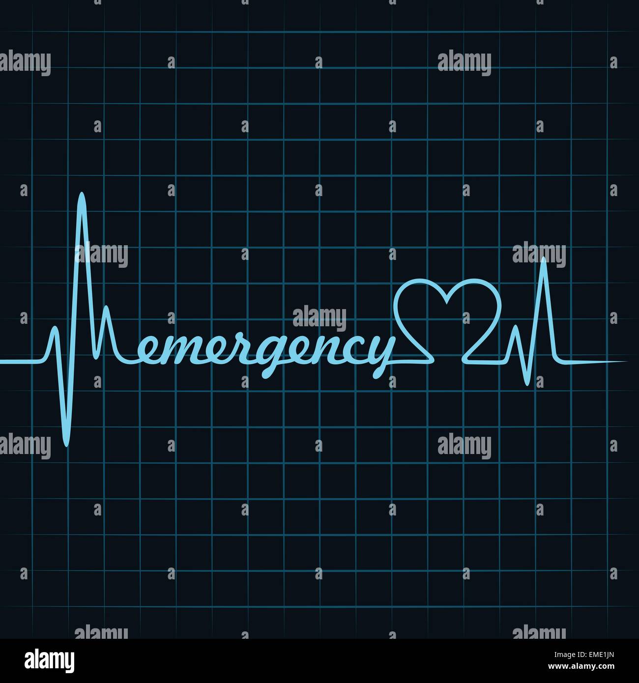 heartbeat make a emergency text and heart symbol stock vector Stock ...