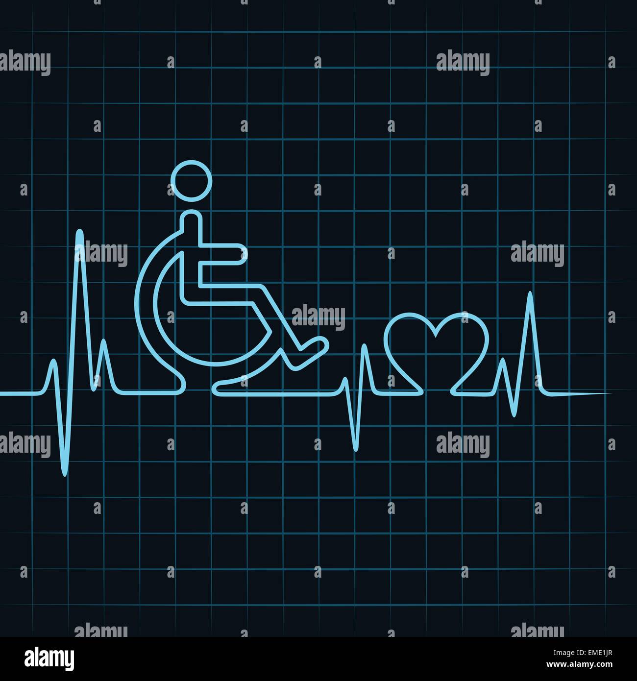 heartbeat make handicapped and heart symbol stock vector Stock Vector ...