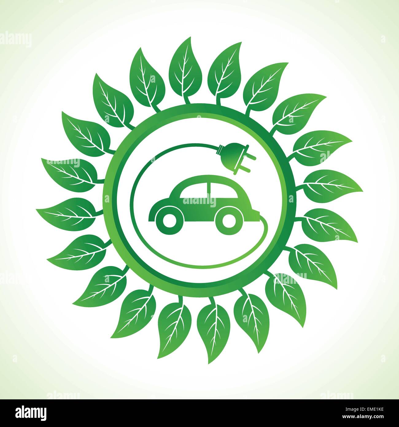 Eco car inside the leaf background stock vector Stock Vector Image ...
