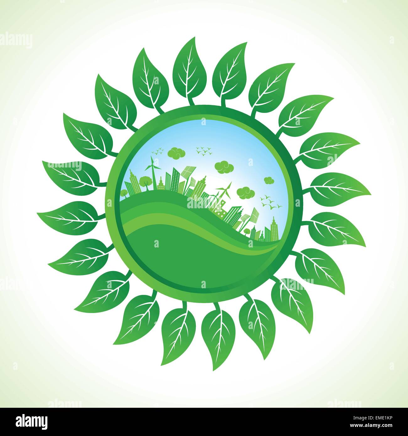 Eco city inside the leaf background stock vector Stock Vector Image ...