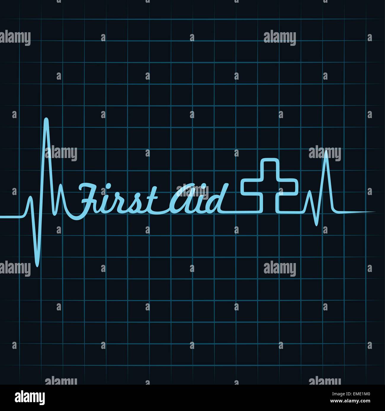 Heartbeat make first aid word and plus symbol stock vector Stock Vector ...