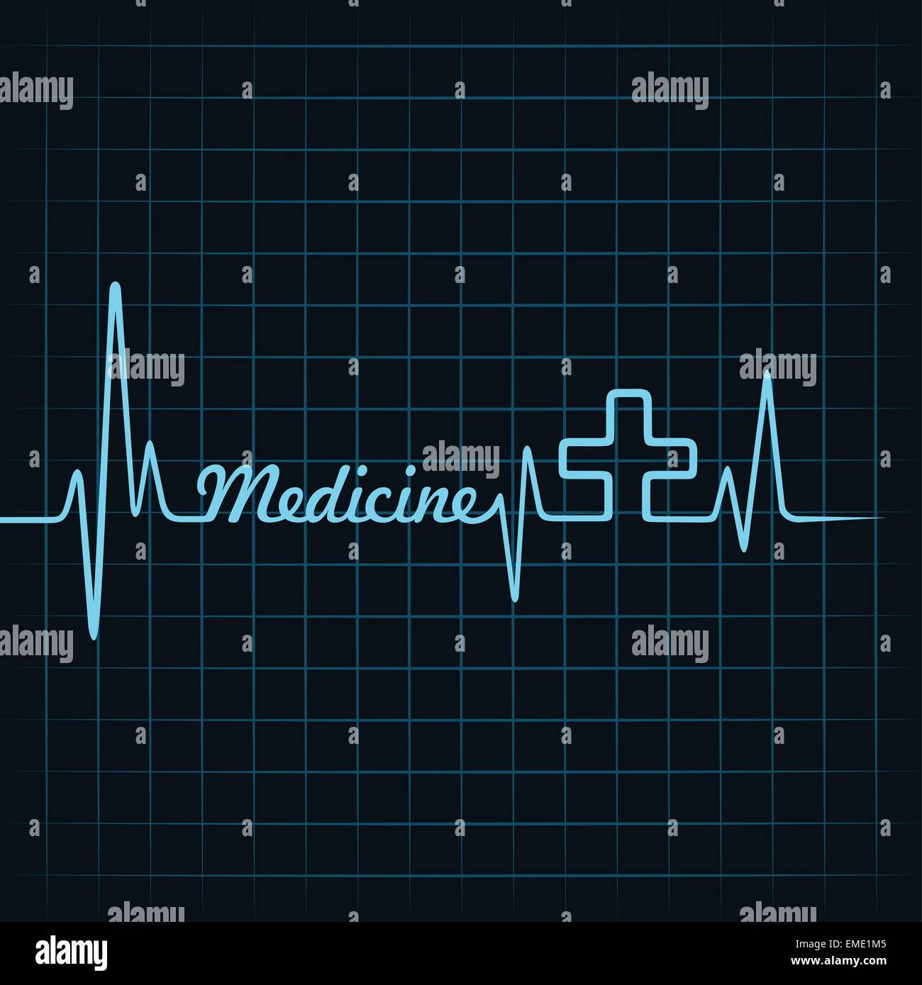 Heartbeat make medicine word and plus symbol stock vector Stock Vector ...