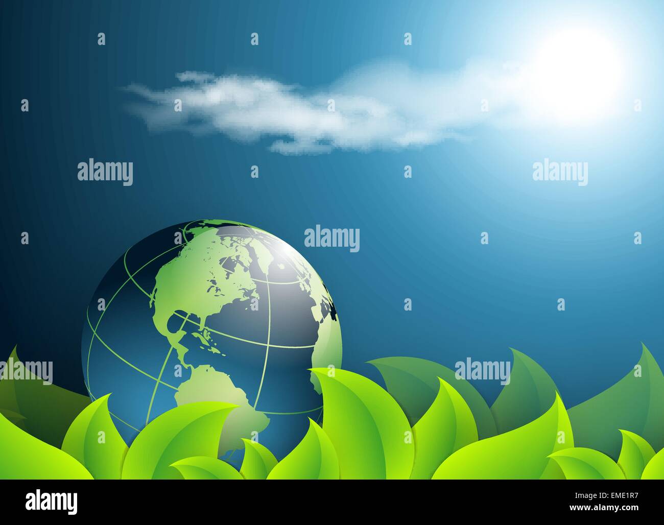 floral environmental vector frame with globe Stock Vector Image & Art ...