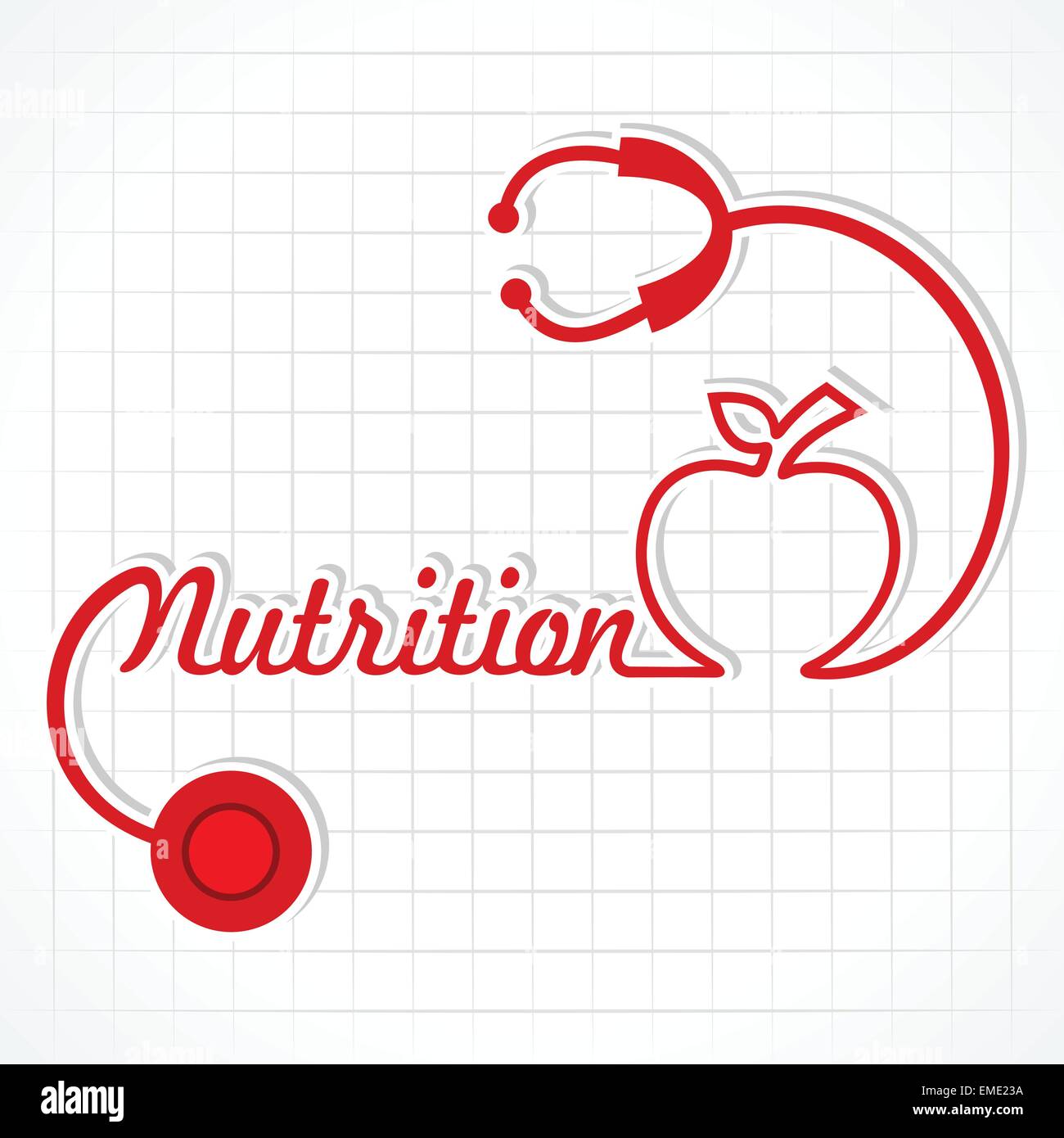 Stethoscope make nutrition word and apple stock vector Stock Vector ...