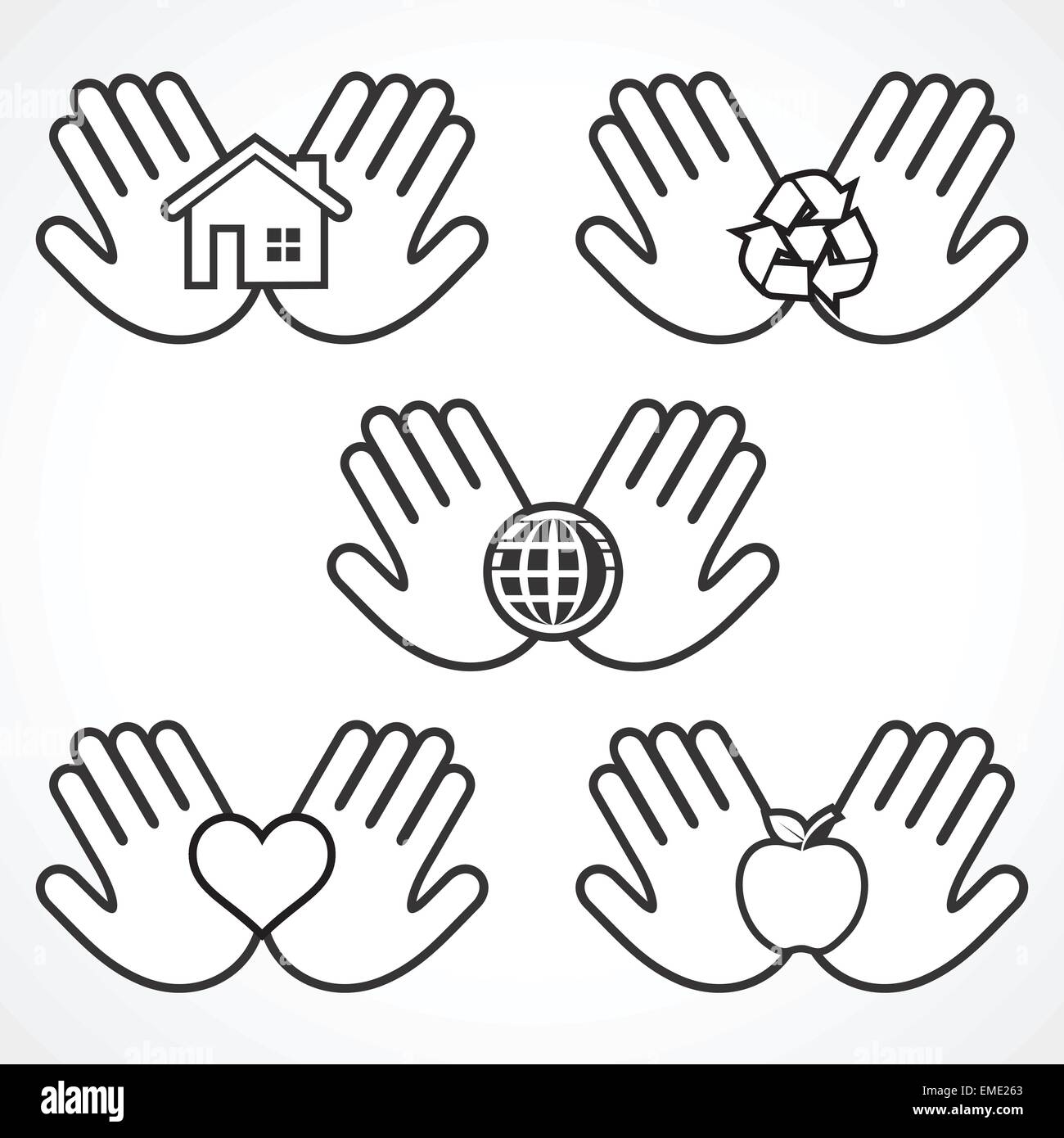 Set of environment icons with human hands stock vector Stock Vector ...