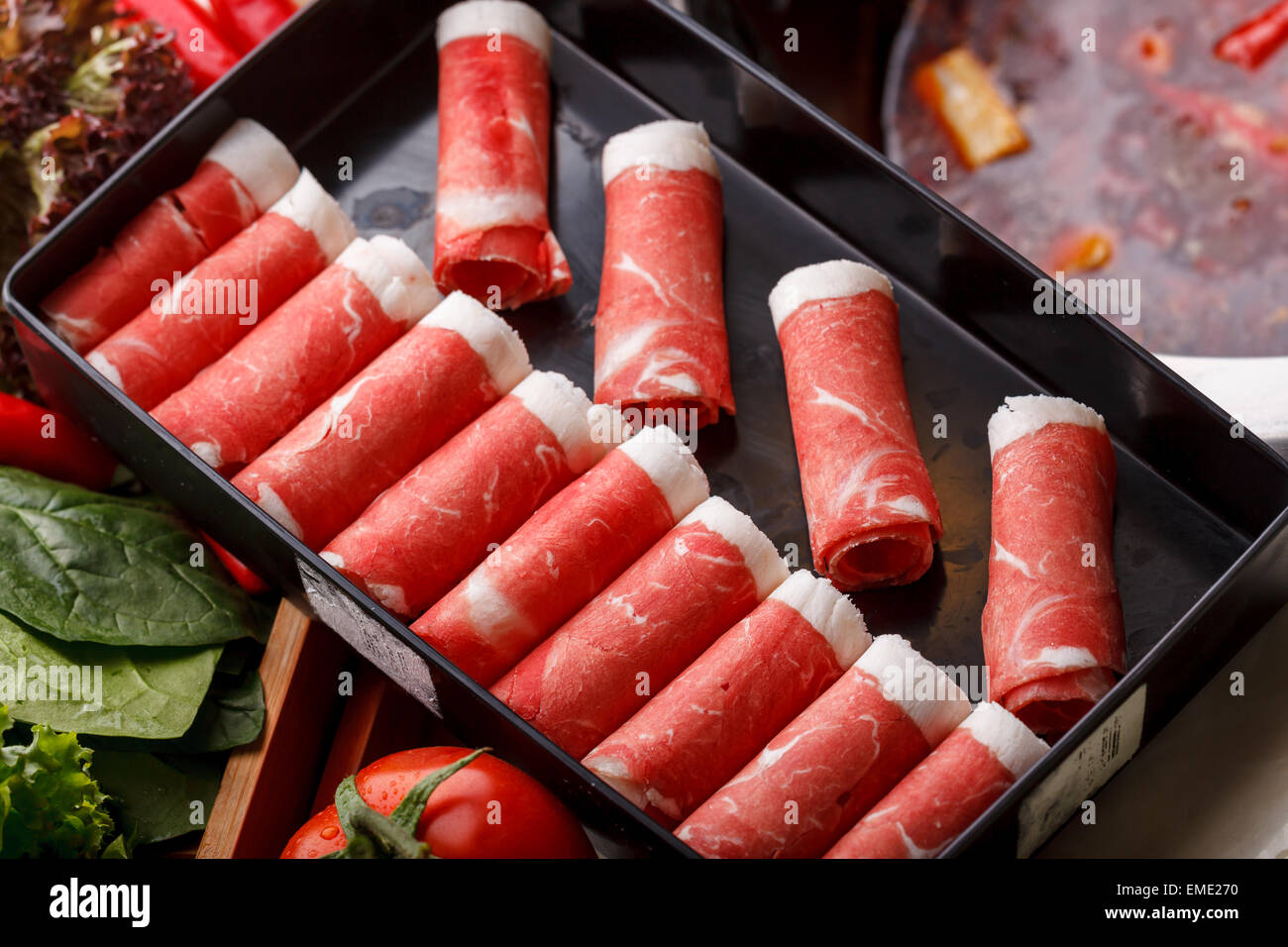 fresh mutton for hot pot,chinese food Stock Photo - Alamy