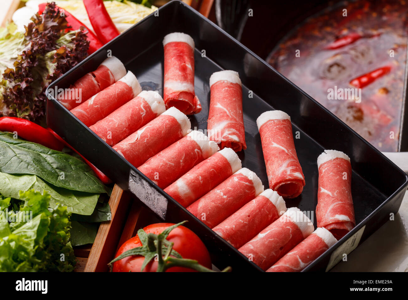 fresh mutton for hot pot,chinese food Stock Photo - Alamy