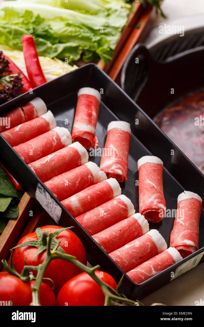 fresh mutton for hot pot,chinese food Stock Photo - Alamy