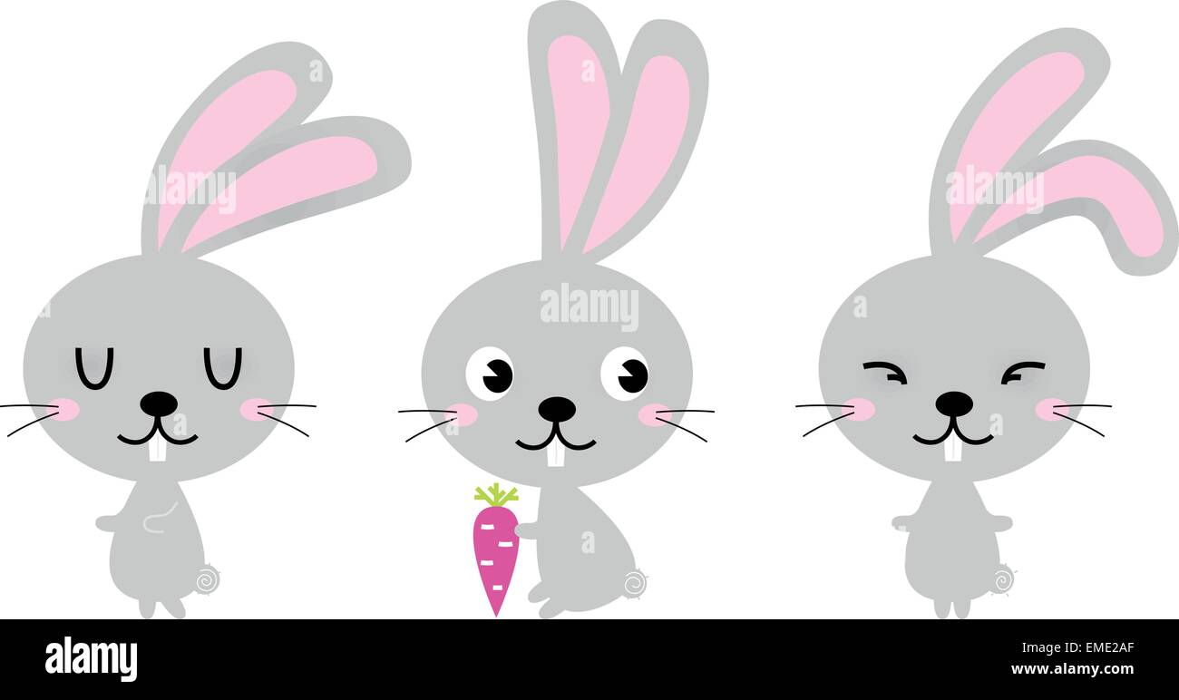Adorable cute spring Easter Bunnies isolated on white Stock Vector ...