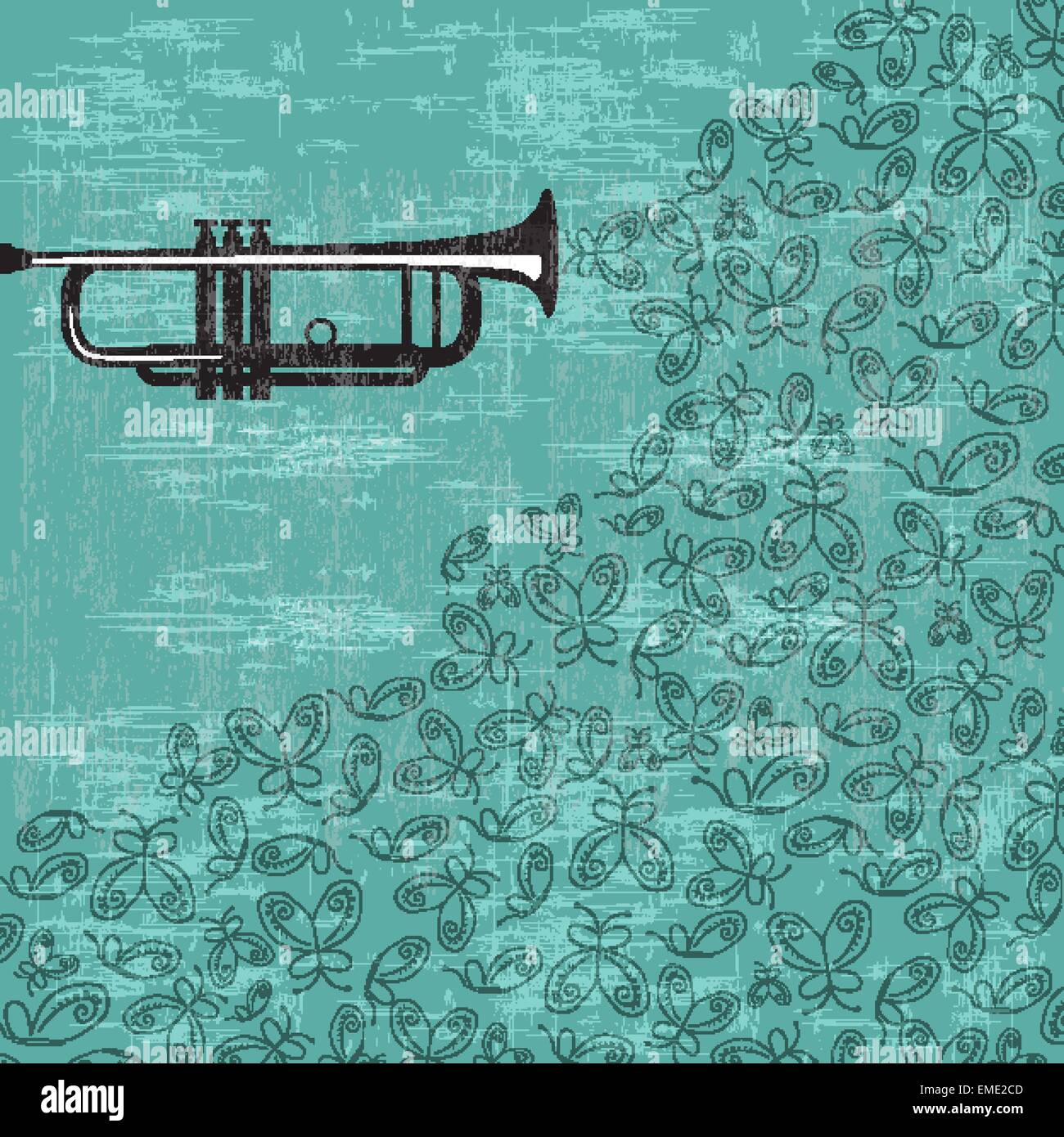 Music background with trumpet and butterflies Stock Vector Image & Art ...
