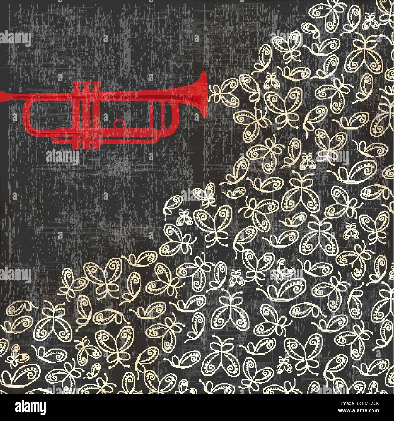 Music background with trumpet and butterflies Stock Vector Image & Art ...