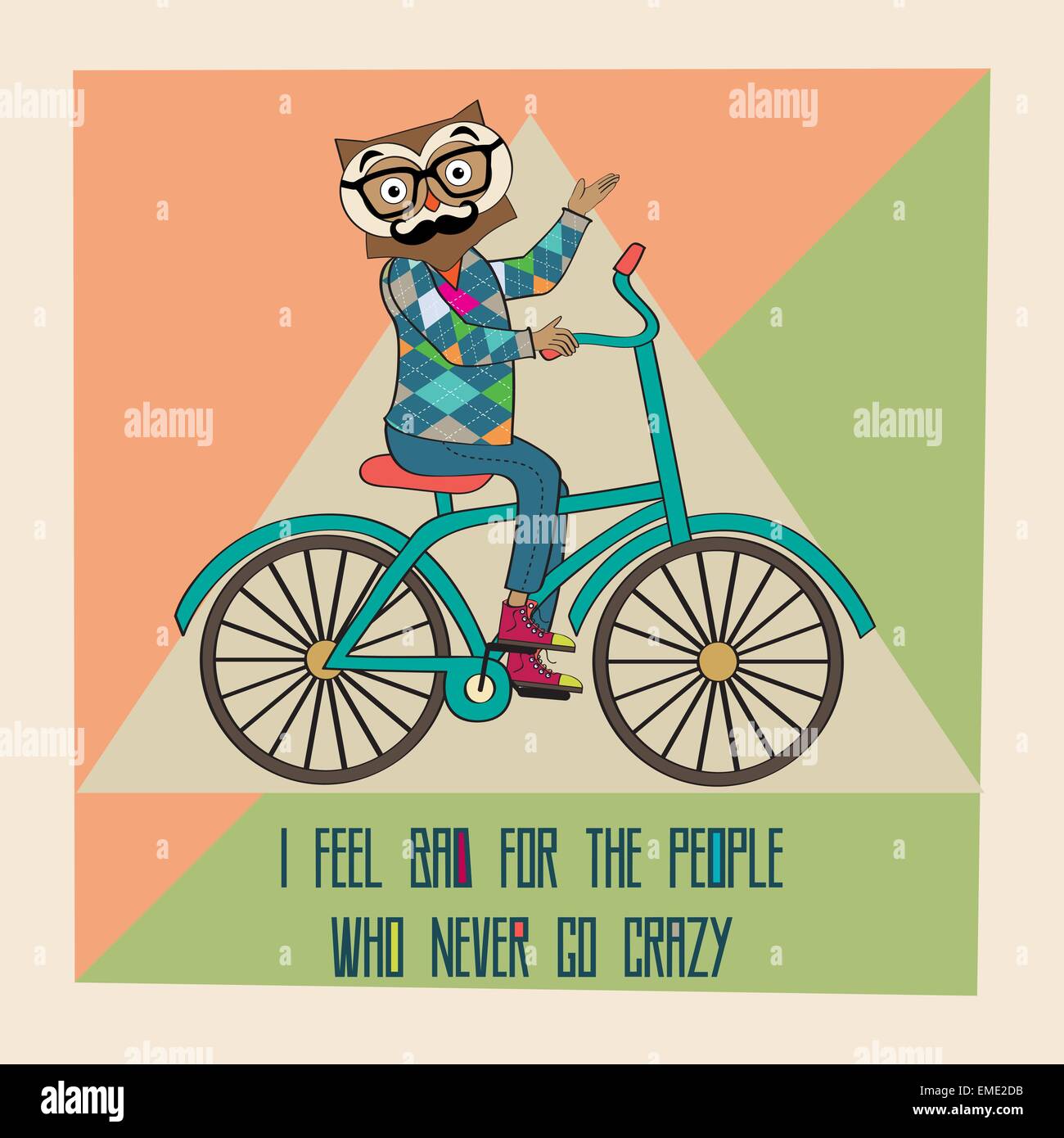 Hipster poster with nerd owl riding bike Stock Vector Image & Art - Alamy