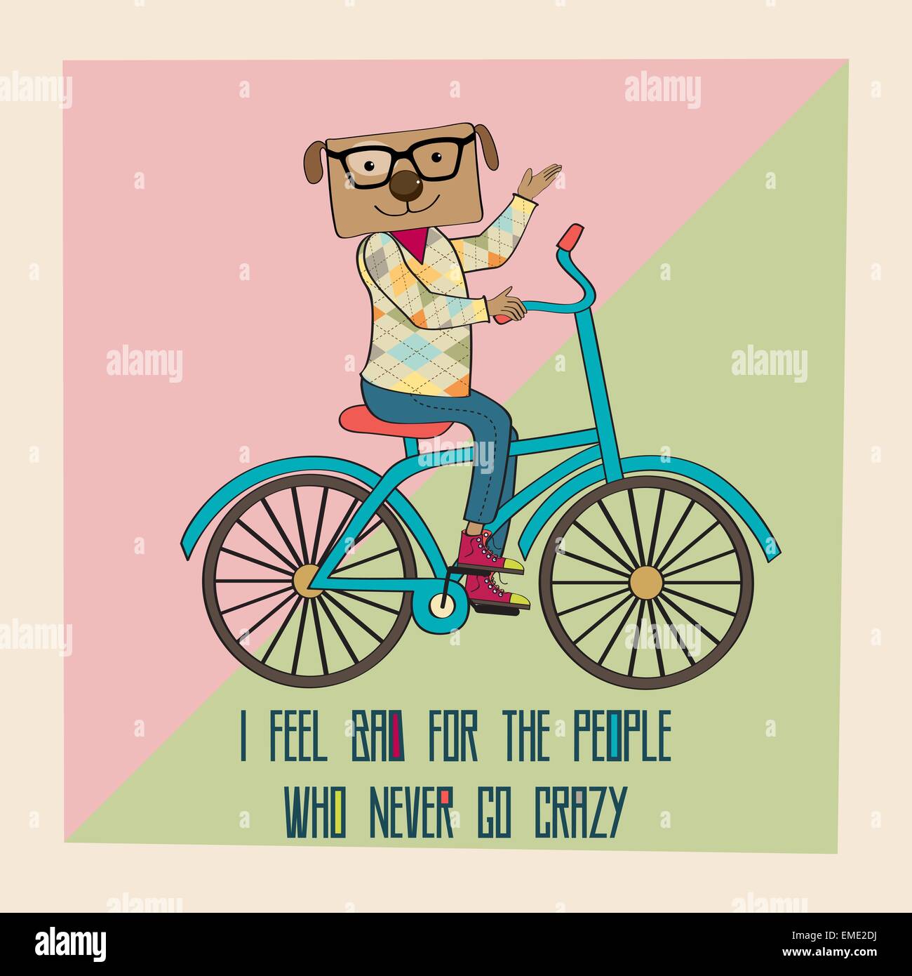 Hipster poster with nerd dog riding bike Stock Vector Image & Art - Alamy