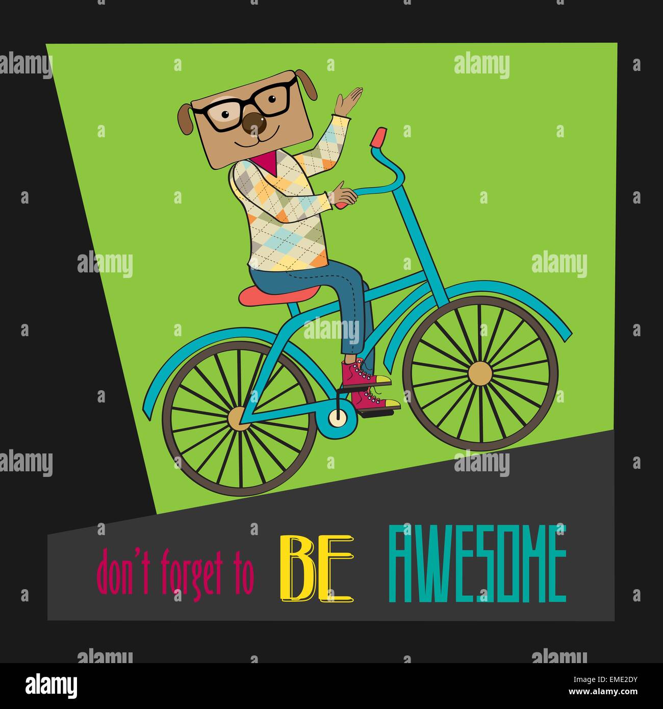Hipster poster with nerd dog riding bike Stock Vector Image & Art - Alamy