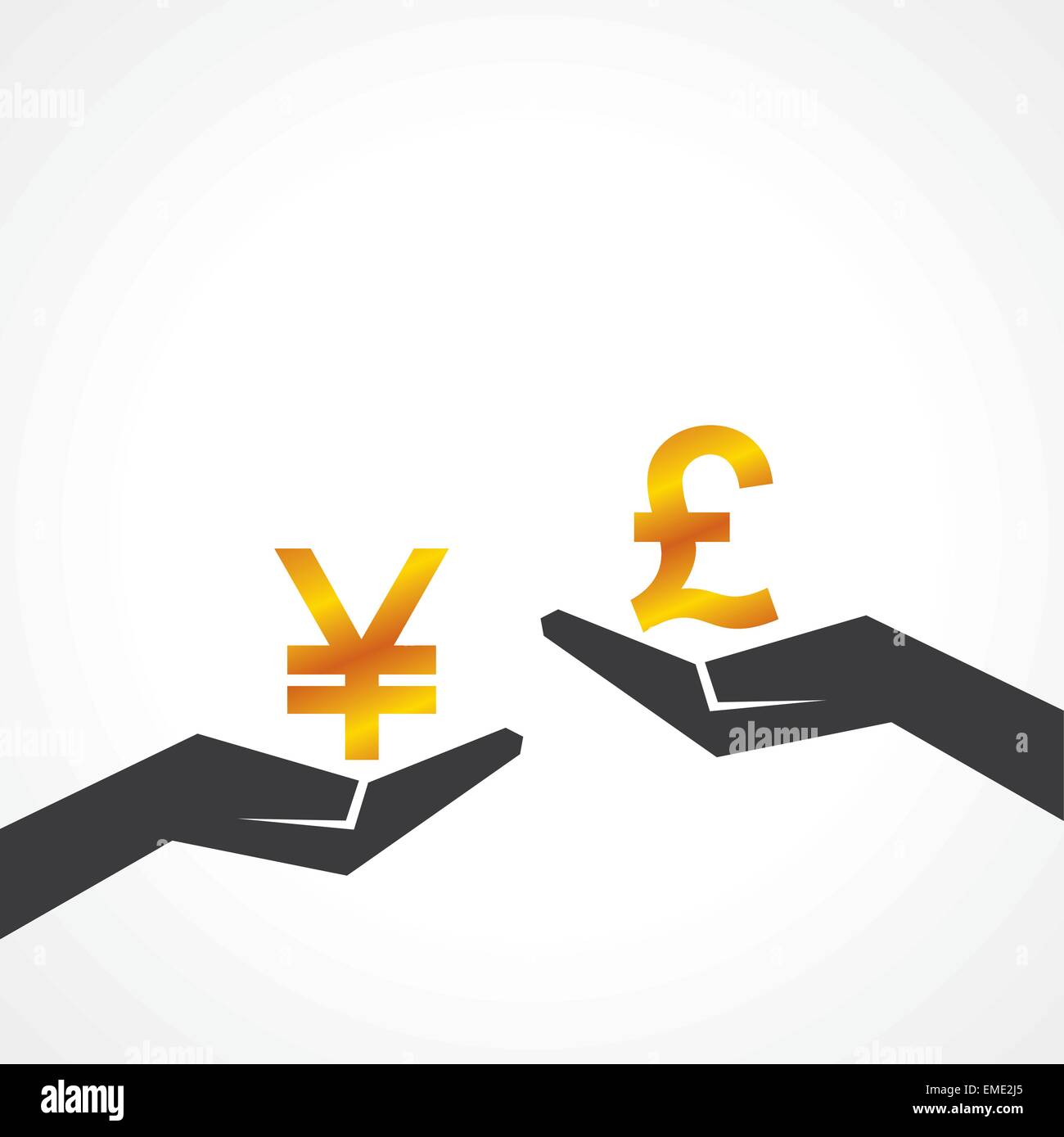 Hand hold yen and pound symbol to compare their value stock vector ...