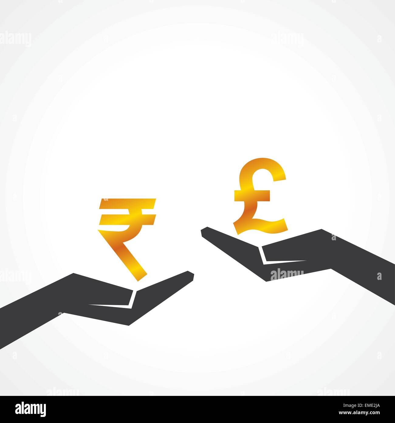 Hand hold rupee and pound symbol to compare their value stock vector ...