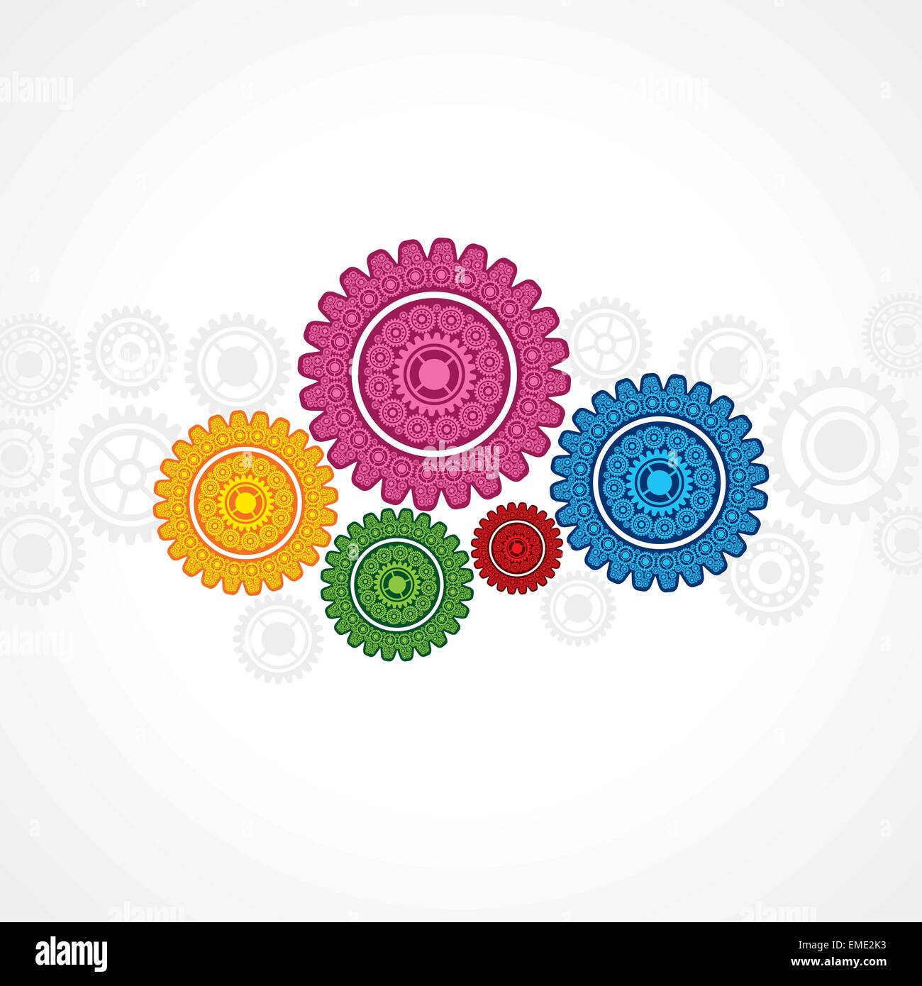 Illustration of colorful gear on white background Stock Vector Image ...