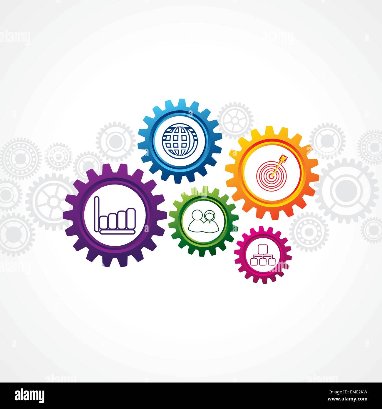 illustration of business icons in cog wheel Stock Vector Image & Art ...