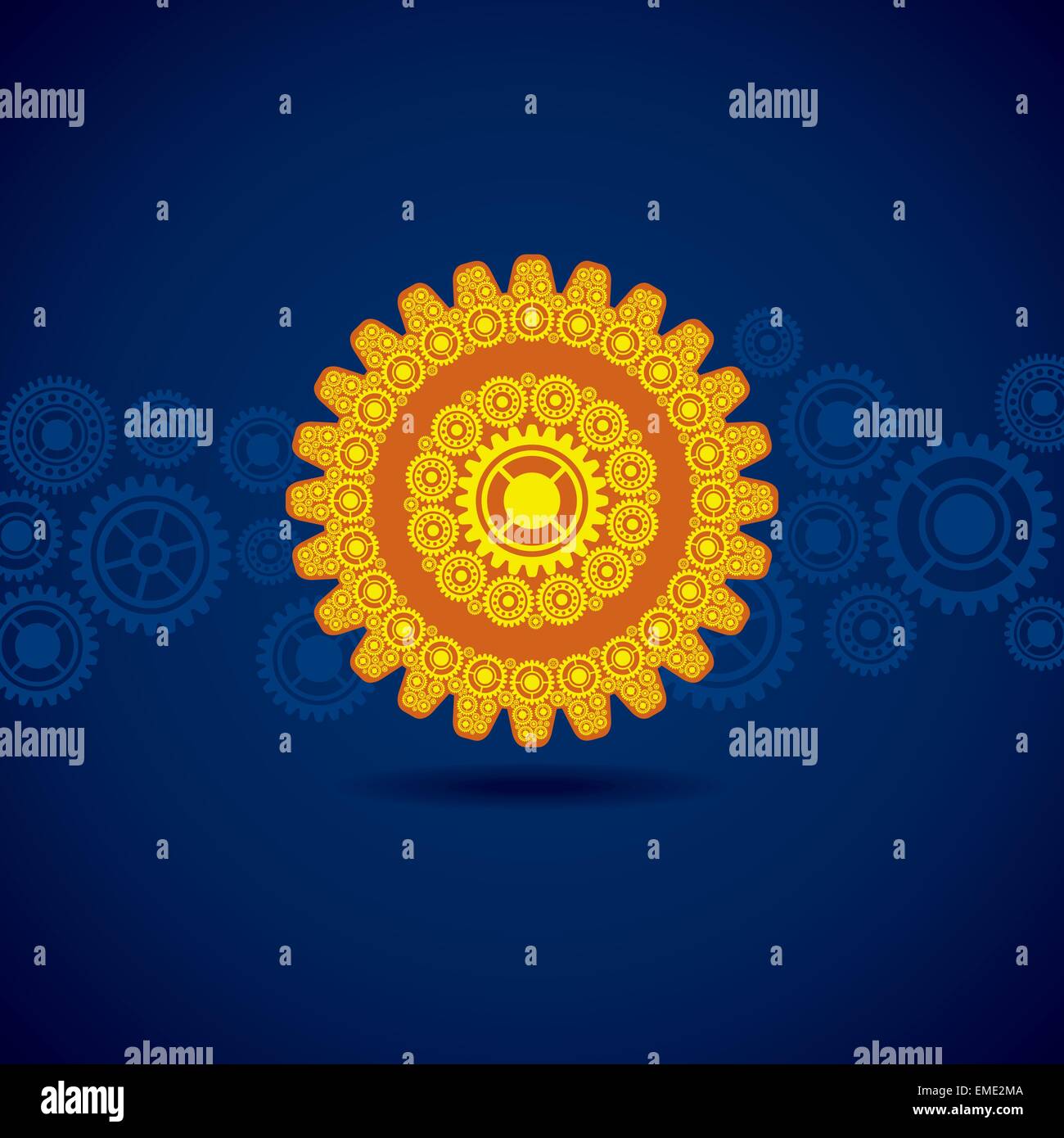 Illustration of yellow gear on blue background Stock Vector Image & Art ...