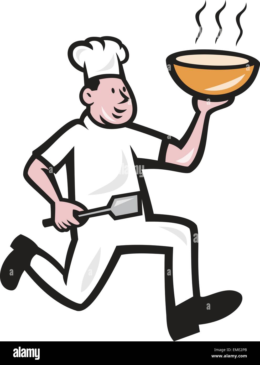 Chef Cook Running Holding Bowl Cartoon Stock Vector Image & Art - Alamy