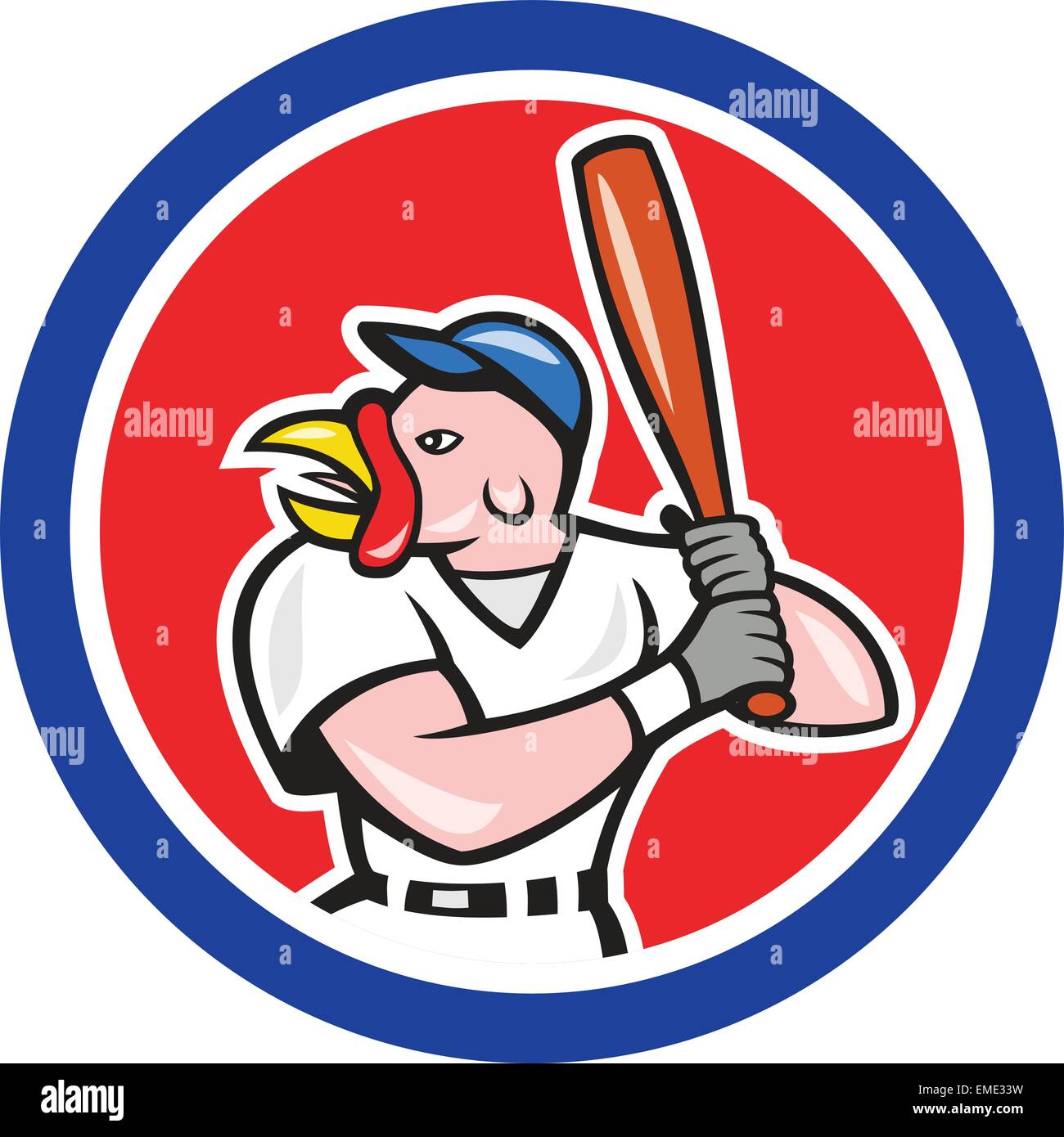 Turkey Baseball Hitter Batting Circle Cartoon Stock Vector Image & Art ...