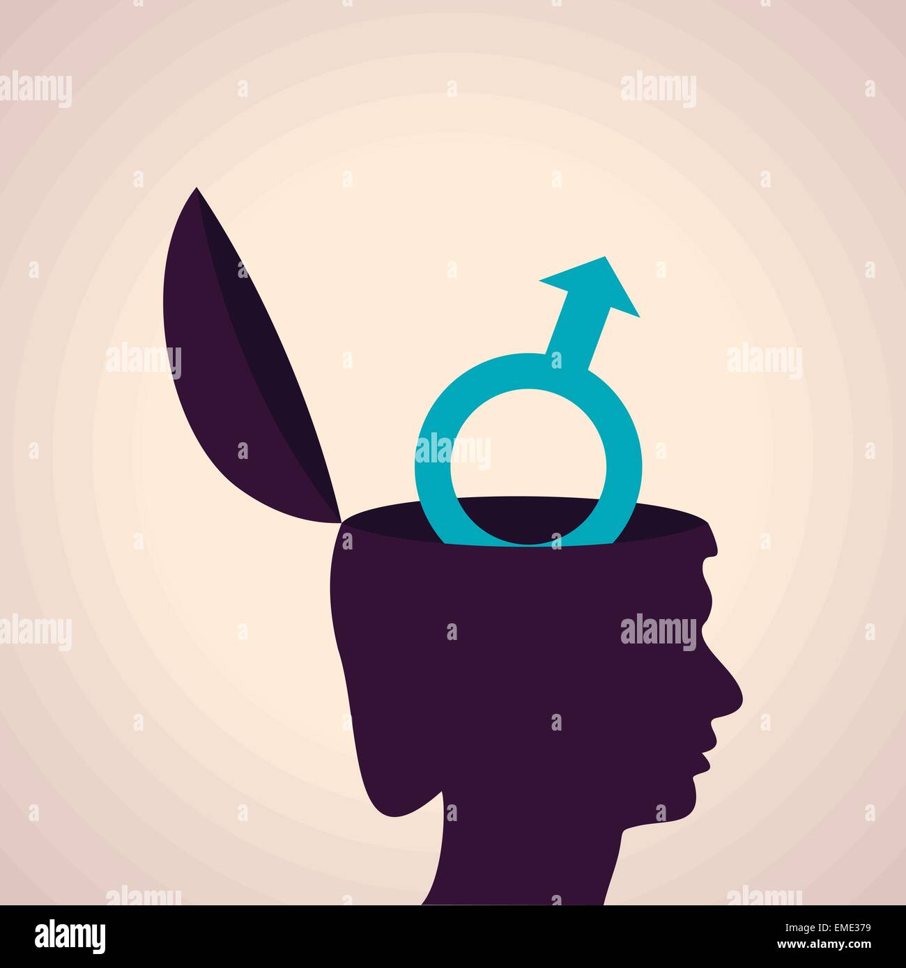 Illustration of thinking concept-Human head with male symbol Stock ...
