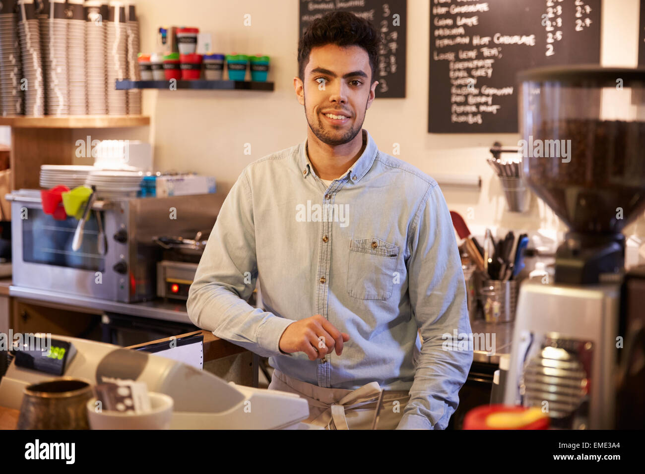 Portrait Of Male Coffee Shop Owner Stock Photo - Alamy