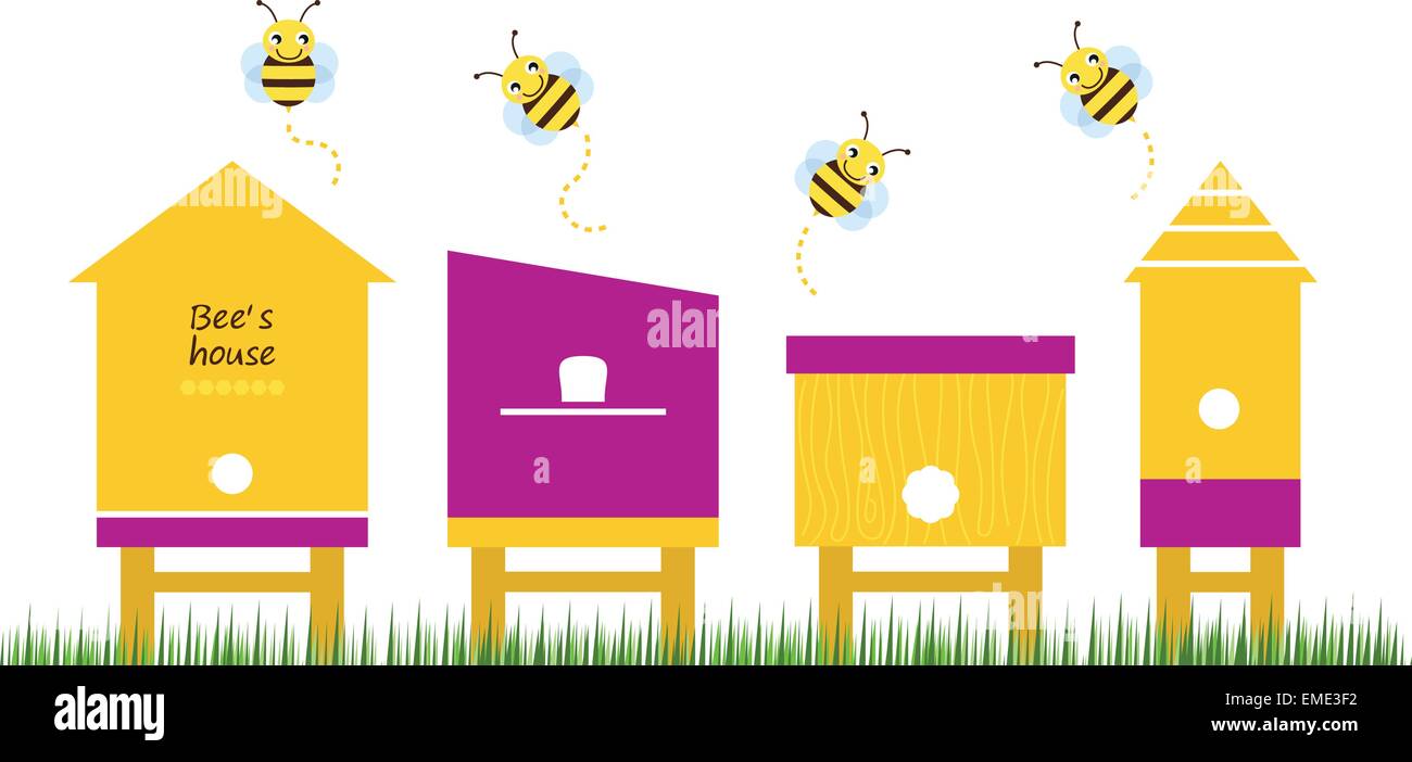 Bee houses spring collection vector Stock Vector Image & Art - Alamy