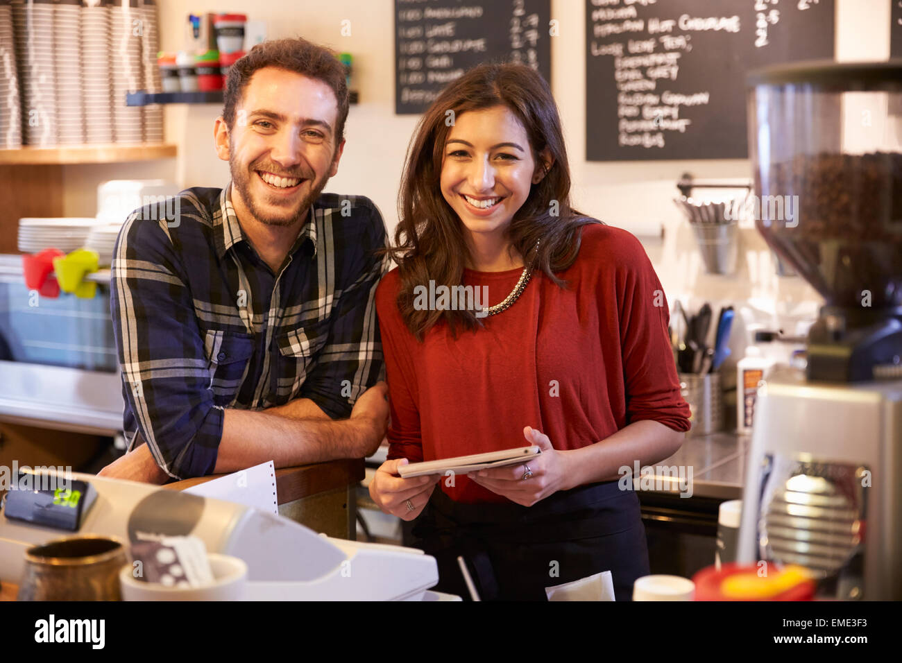 Portrait Of Couple Running Coffee Shop Together Stock Photo - Alamy