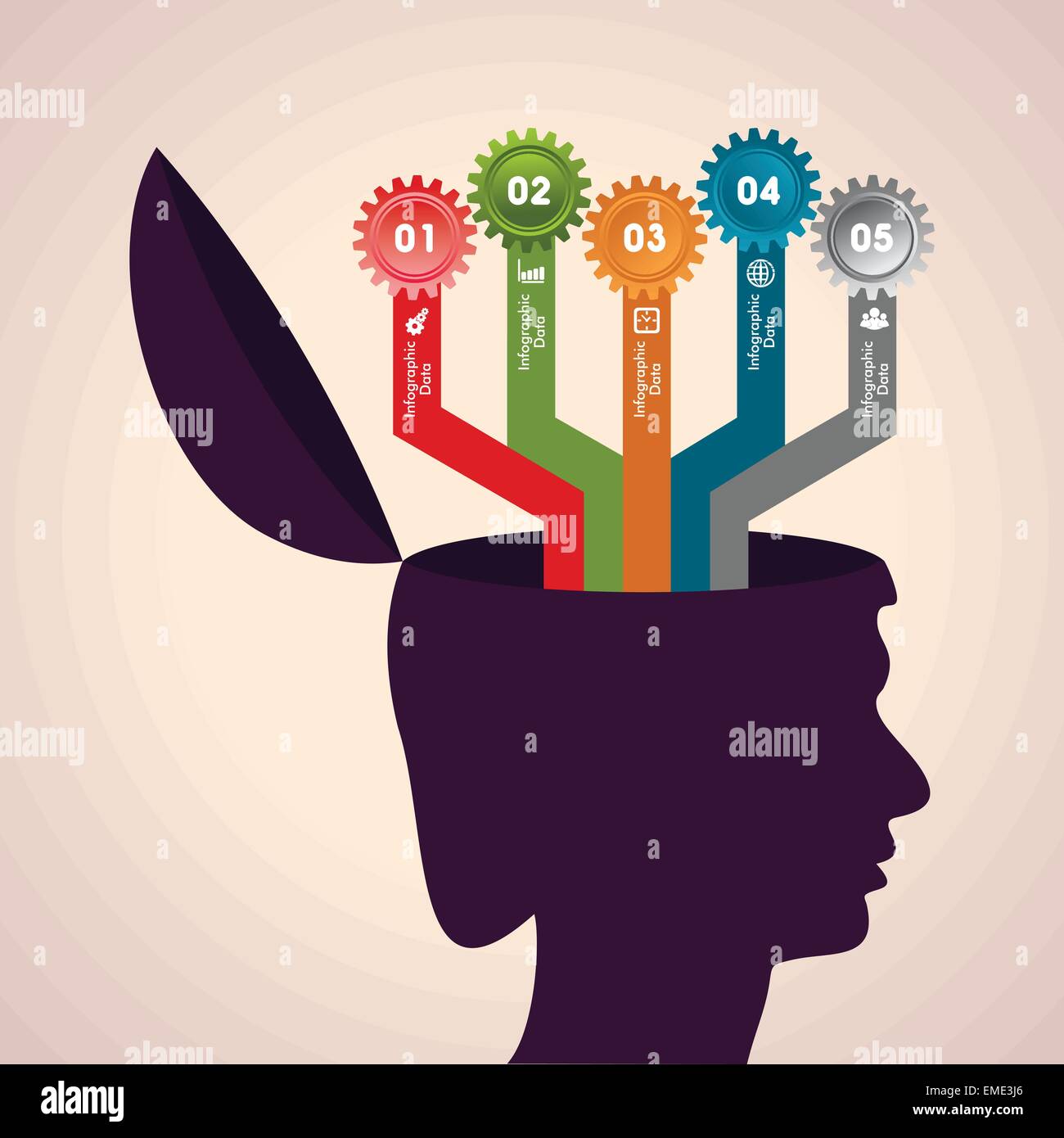 Illustration of thinking concept-Human head with infographics Stock ...
