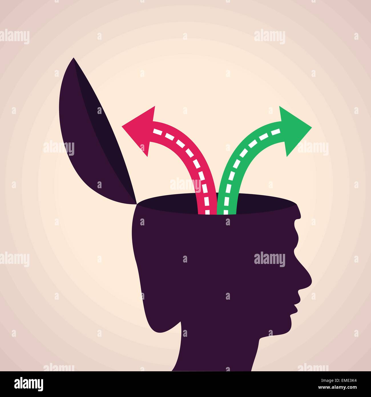 Illustration of thinking concept-Choose right or wrong path Stock ...