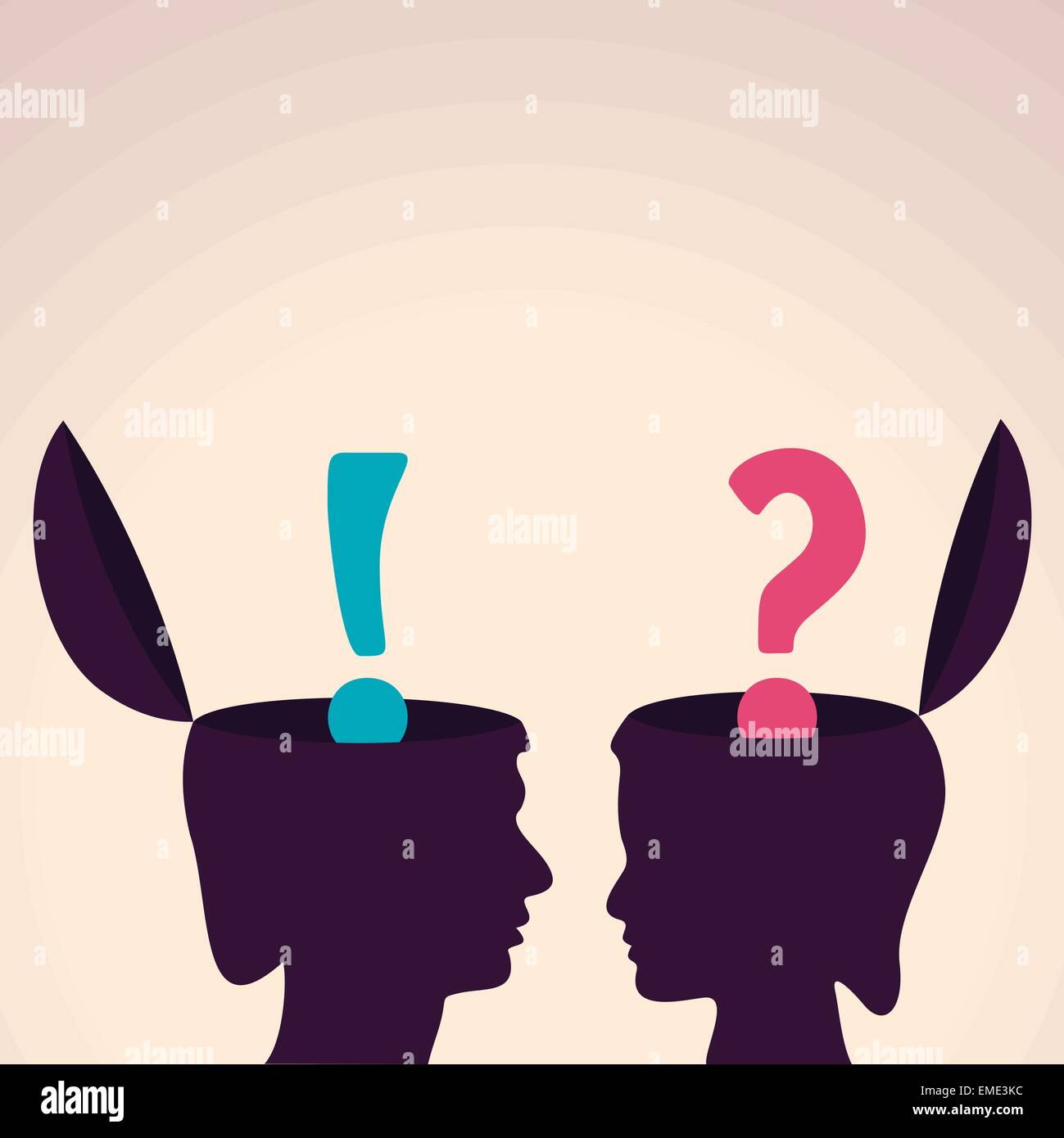 Illustration of thinking concept-Human head with question and ...