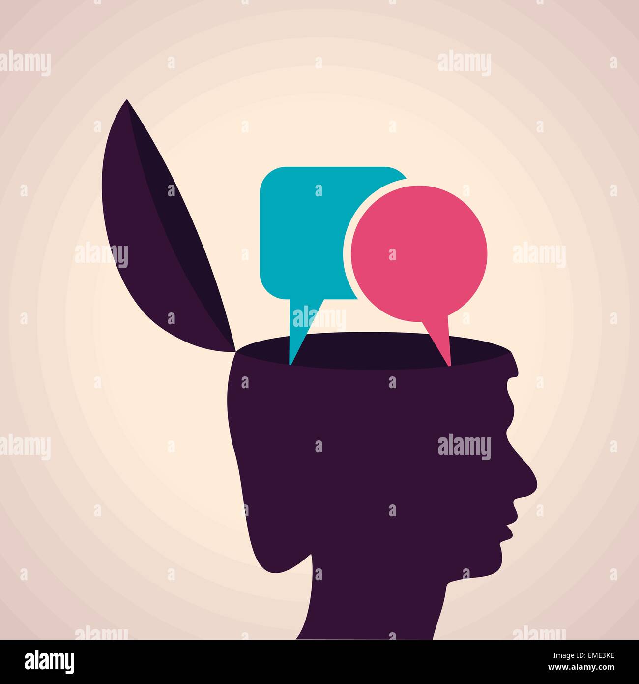 Illustration of thinking concept-Human head with message bubble Stock ...