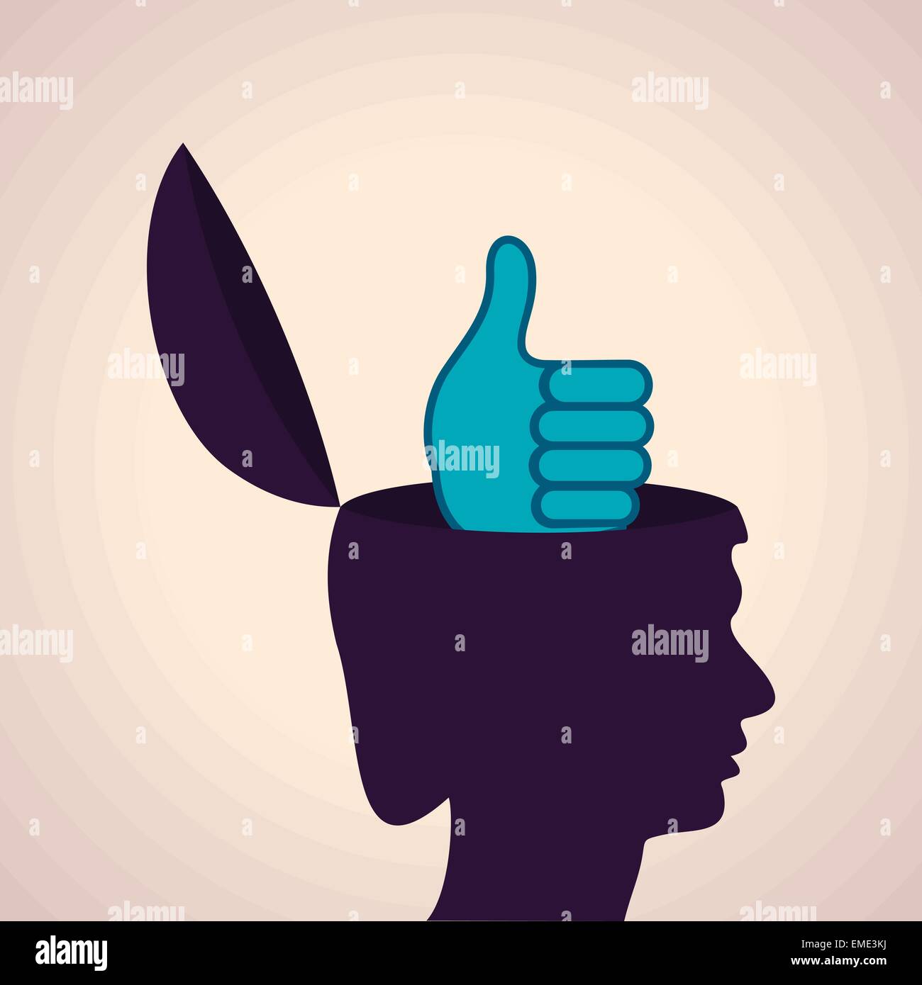 Illustration of thinking concept- male face with like symbol Stock ...