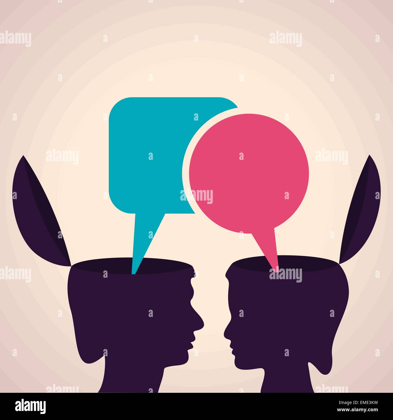 Illustration of thinking concept-Human head with message bubble Stock ...