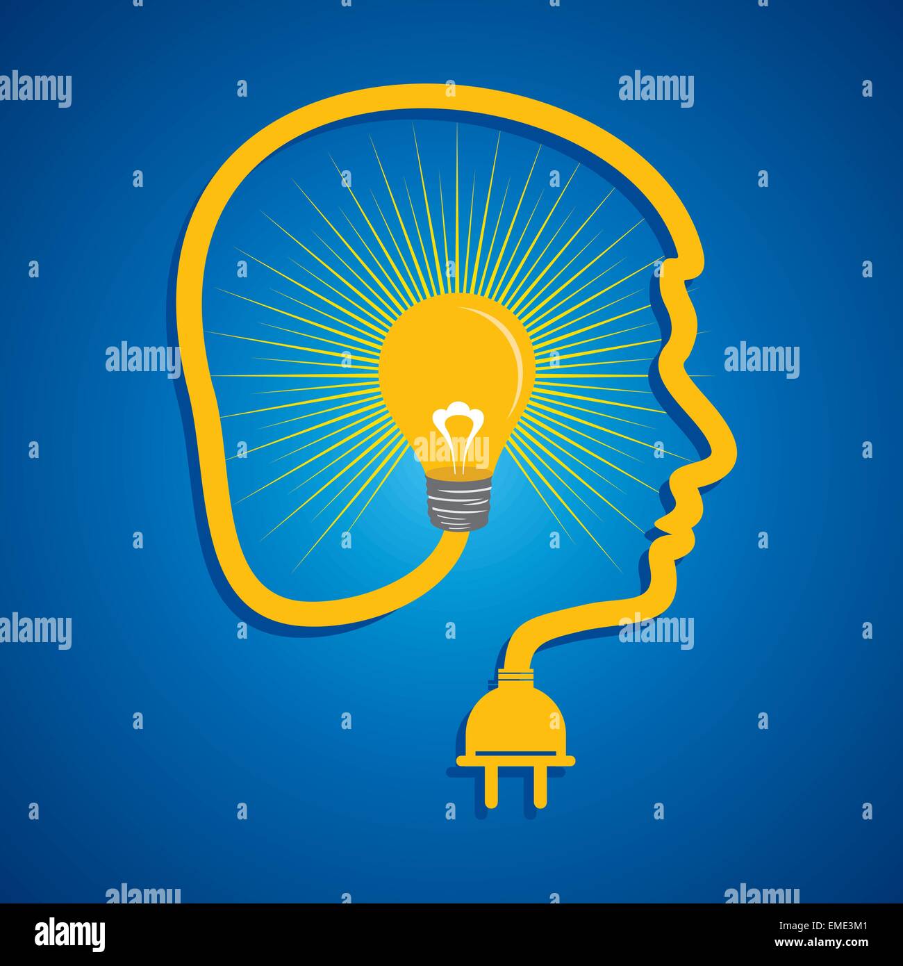 Illustration of male and female face with bulb symbol Stock Vector ...