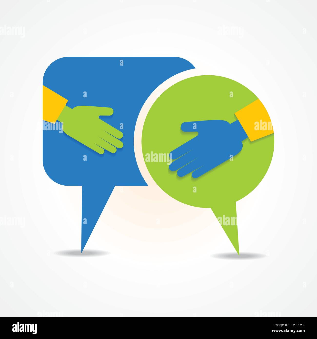 Illustration of businessman handshake background with message bubble ...