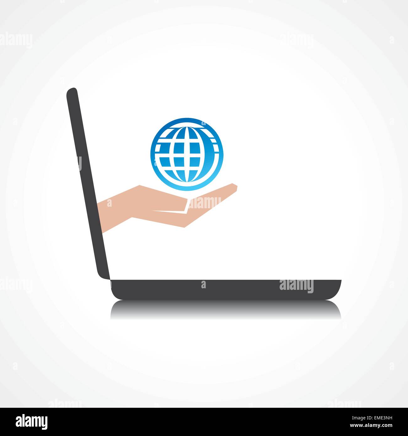 hand holding earth icon comes from laptop screen stock vector Stock ...