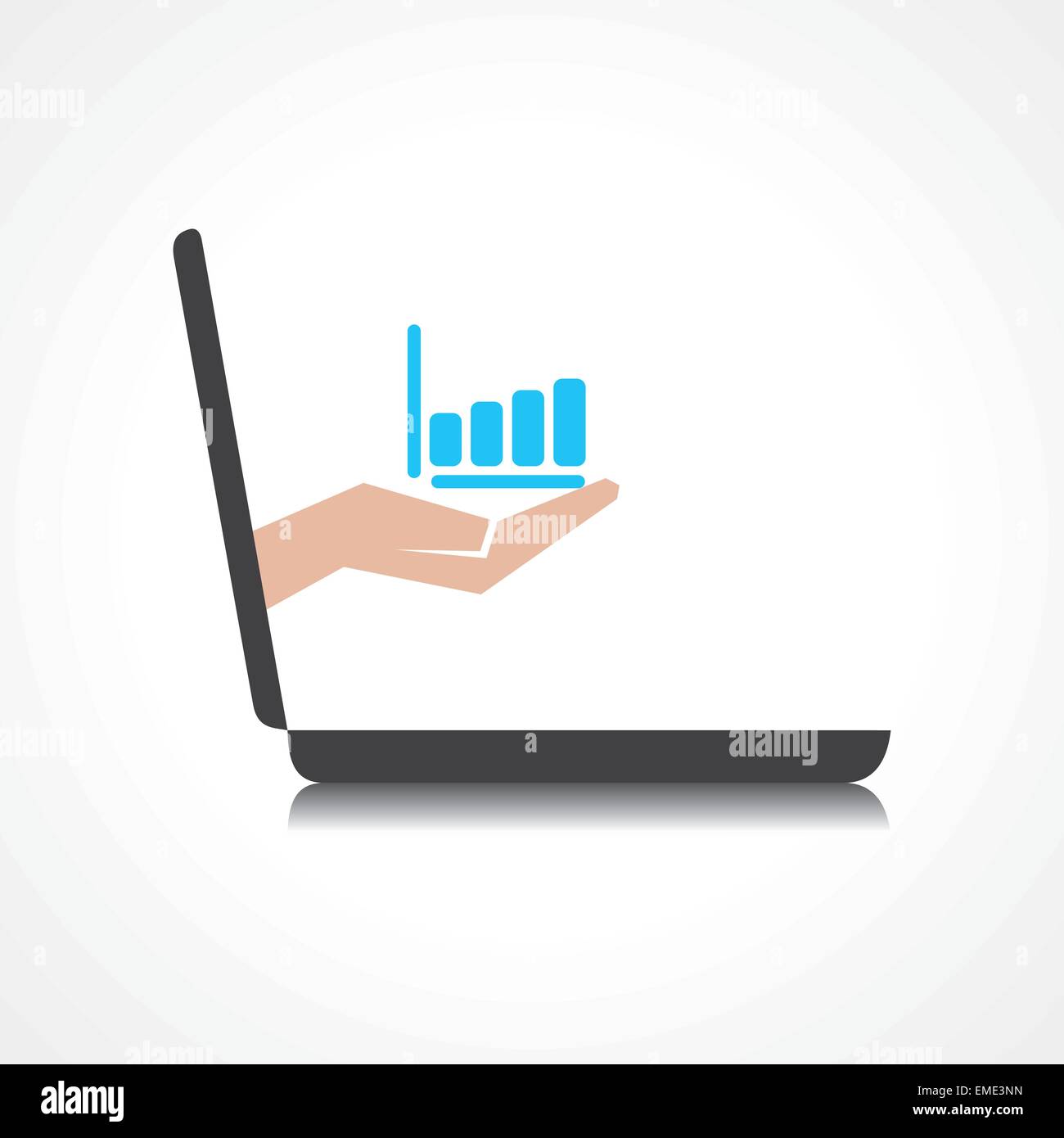 hand holding business graph comes from laptop screen stock vector Stock ...