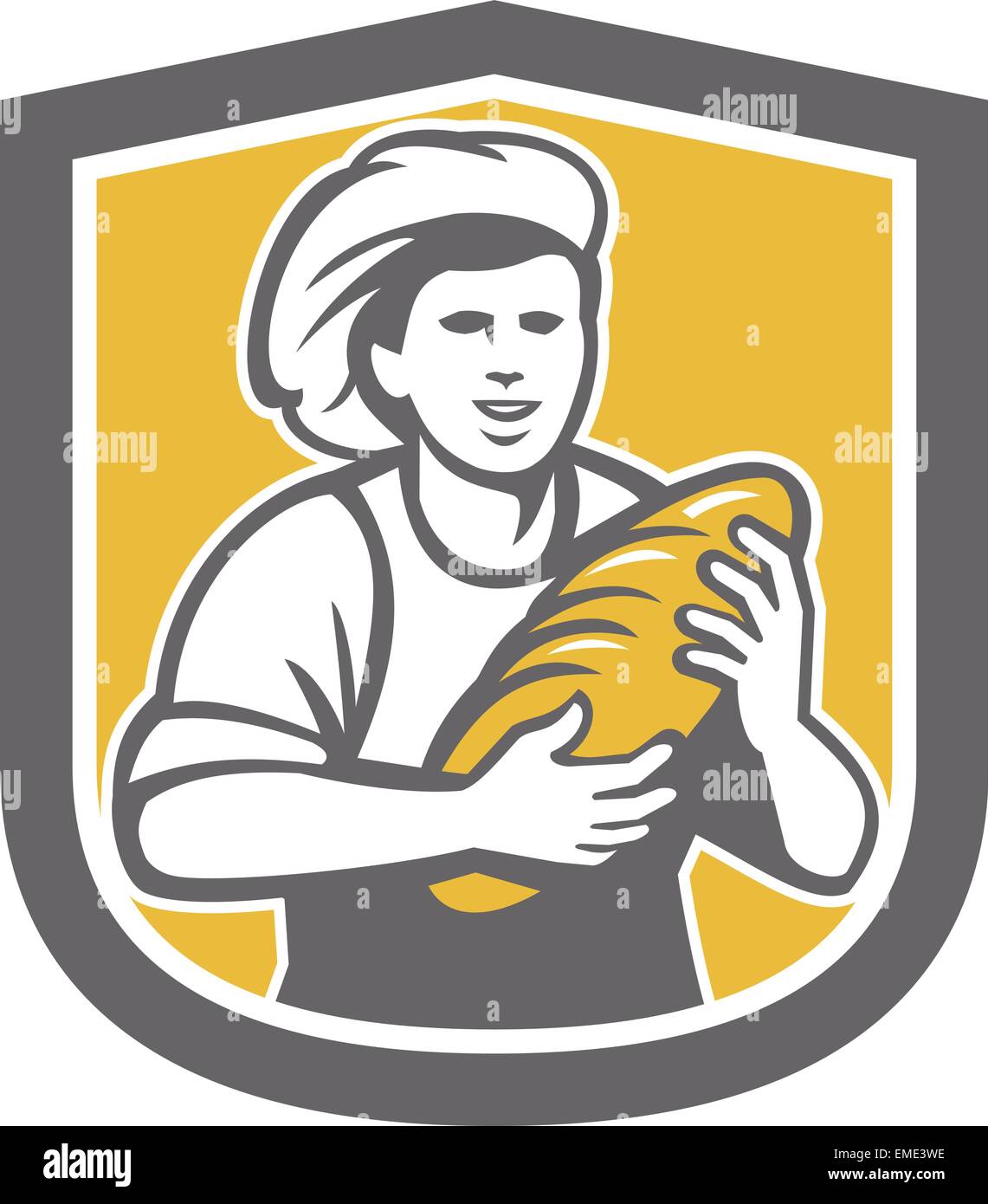 Female Baker Holding Bread Loaf Shield Stock Vector Image & Art - Alamy