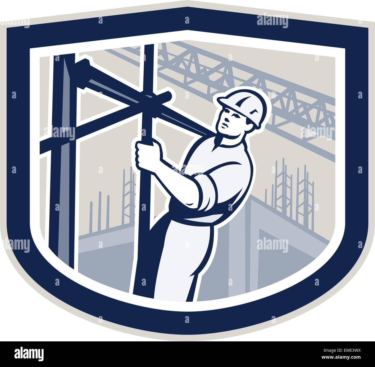 Construction worker climbing scaffolding Stock Vector Images - Alamy