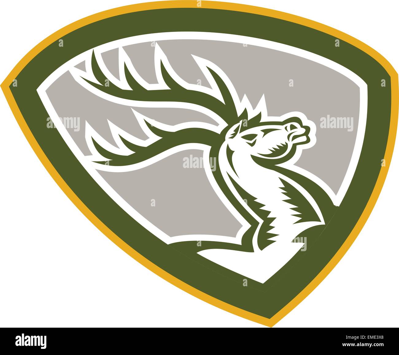 Stag Deer Retro Woodcut Shield Stock Vector Image & Art - Alamy