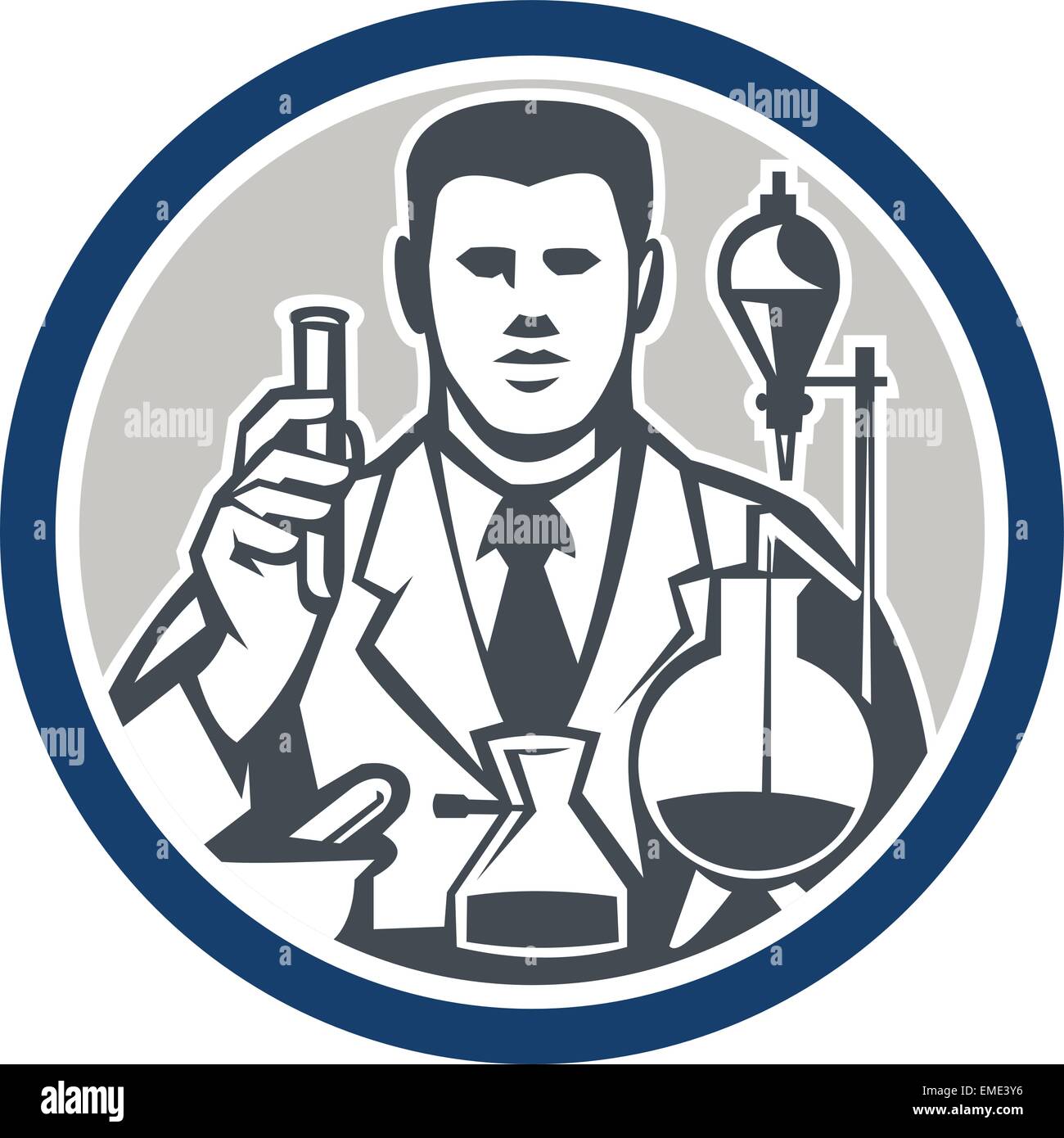 Scientist Lab Researcher Chemist Retro Circle Stock Vector Image & Art ...