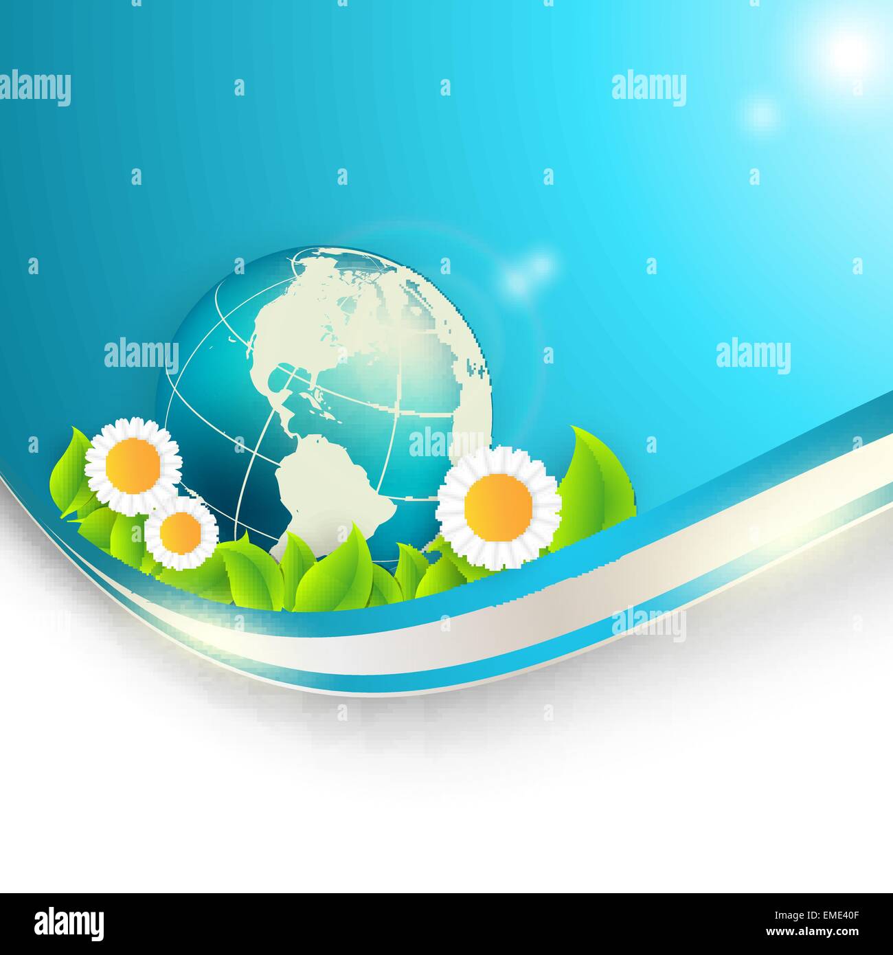 floral environmental vector frame with globe Stock Vector Image & Art ...