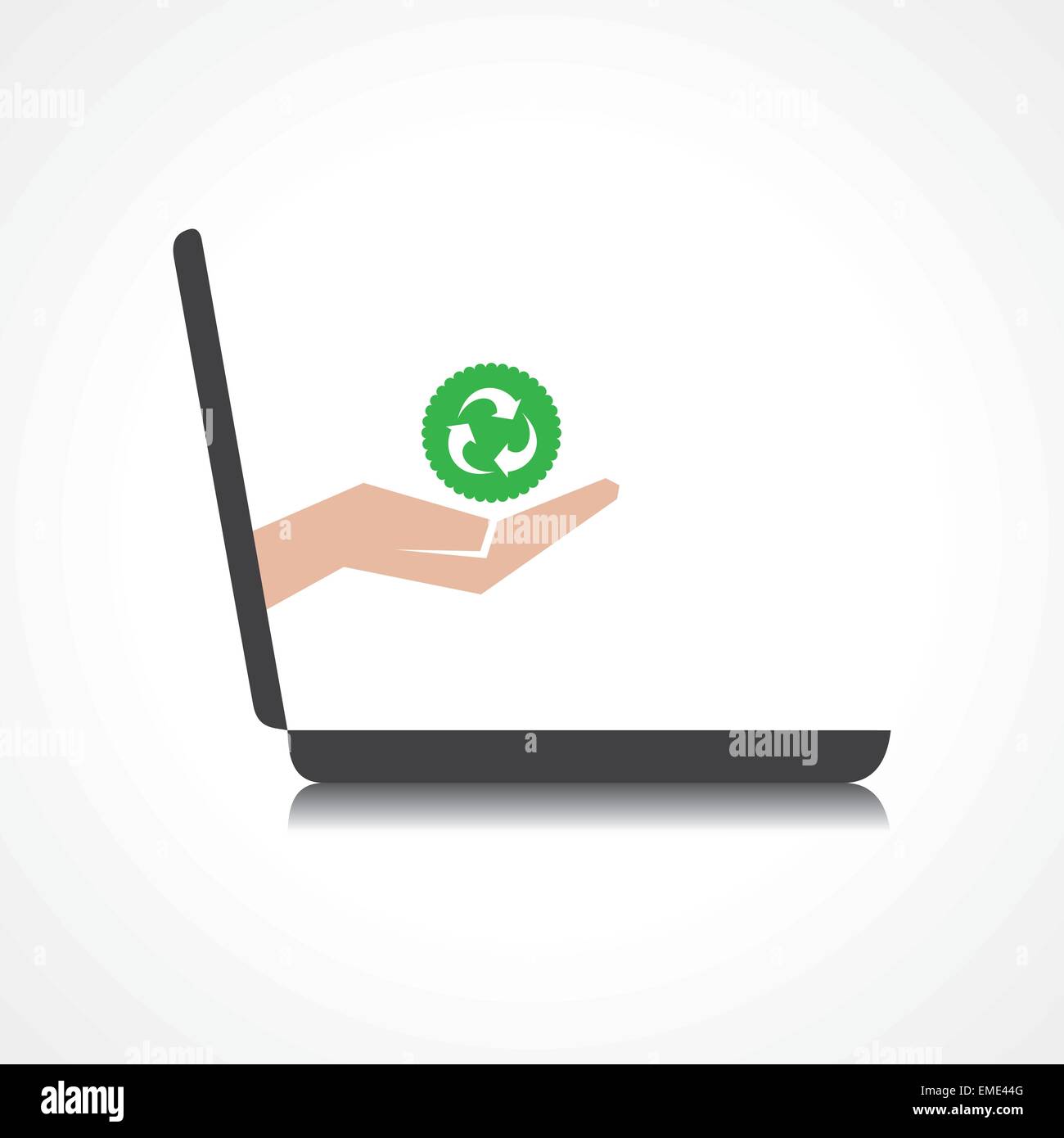 hand holding recycle icon comes from laptop screen stock vector Stock ...