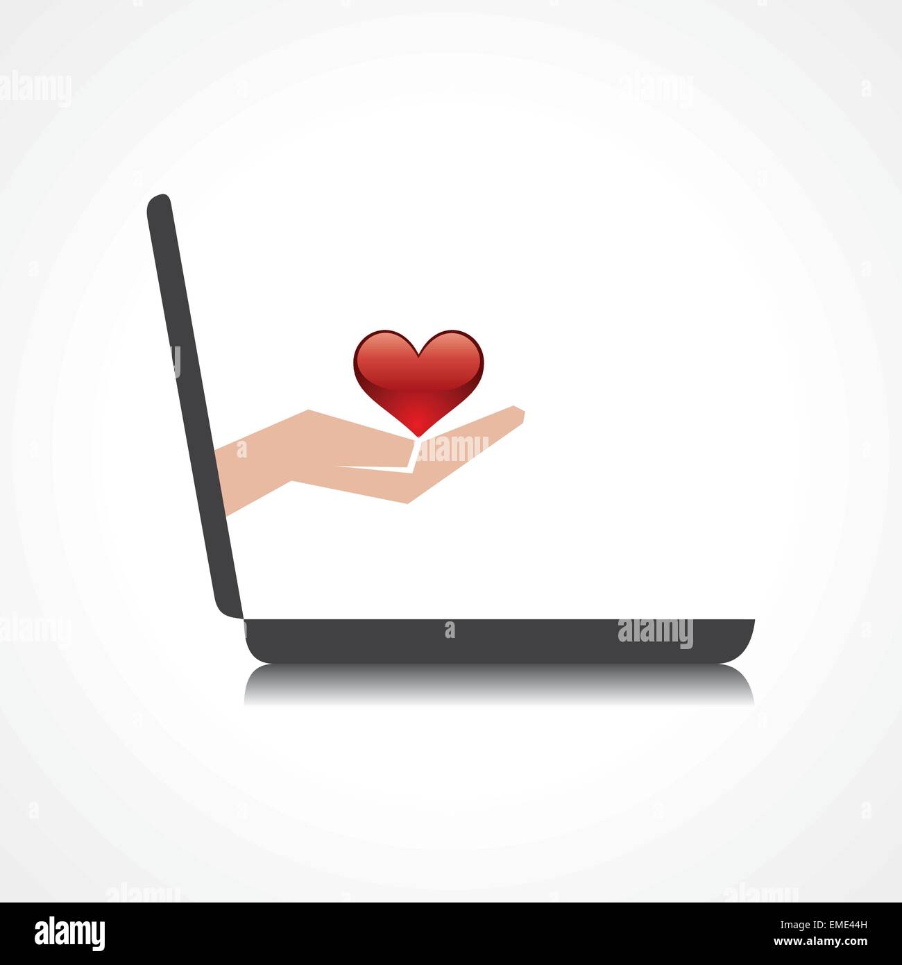 hand holding heart comes from laptop screen stock vector Stock Vector ...